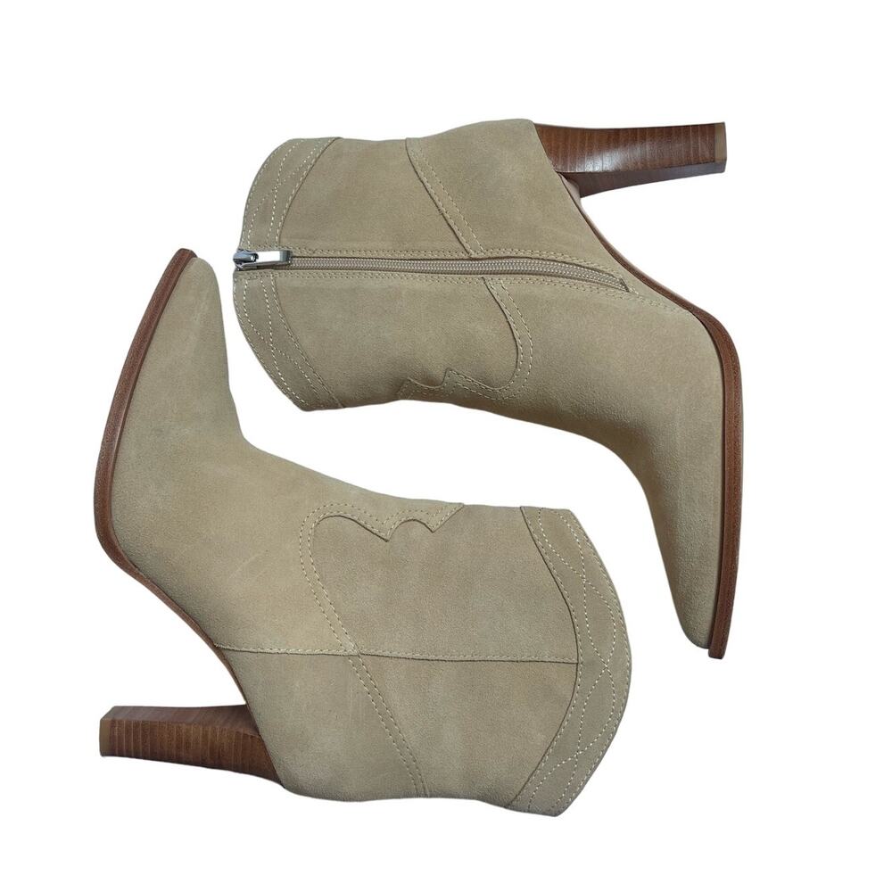 Paige Lacey Suede Western High Heel Boot In Sand Tan … - Gem